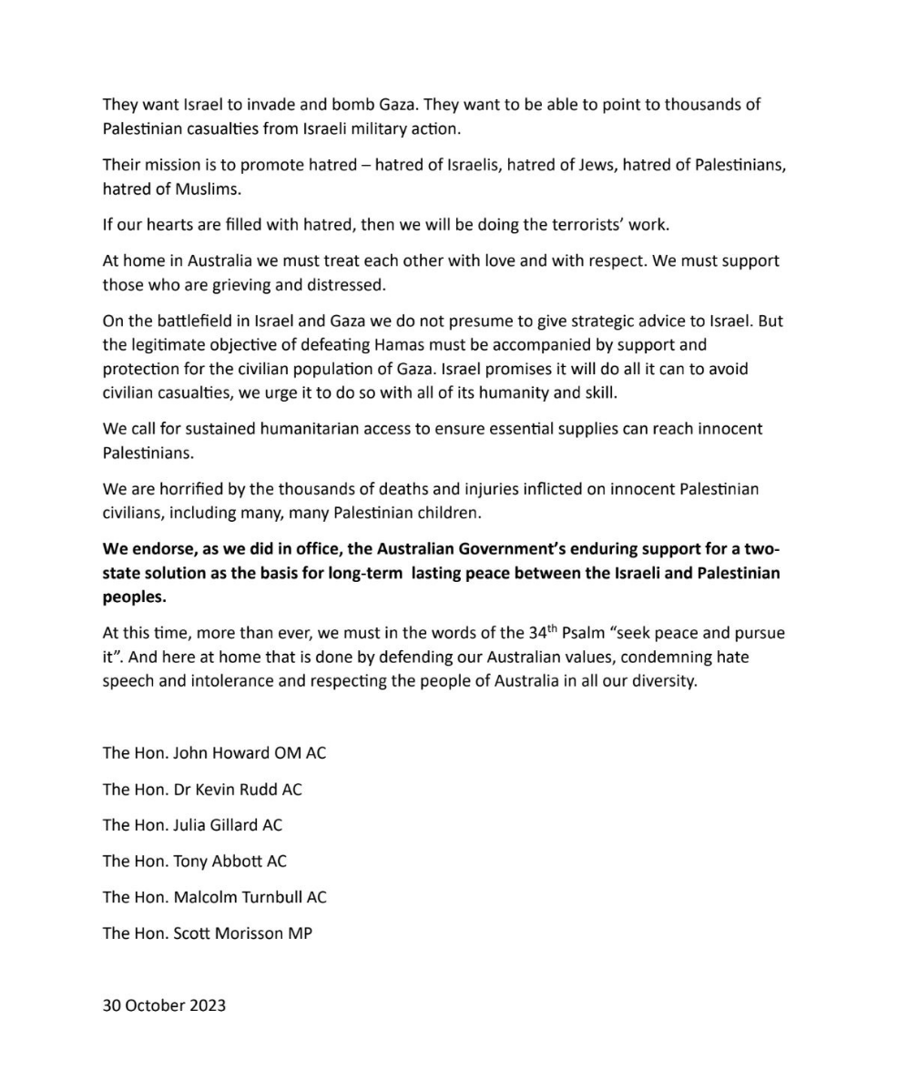 Statement from our former Prime Ministers | The Spectator Australia